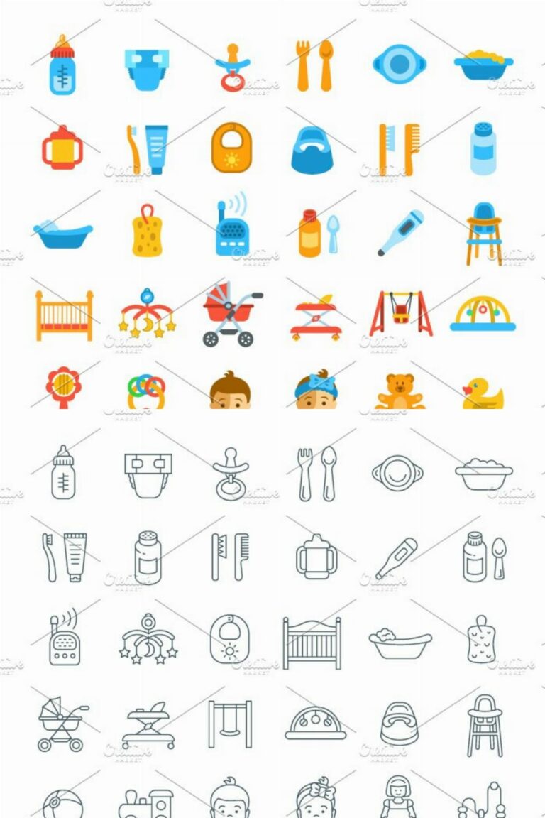Baby Care Flat Vector Icons – MasterBundles