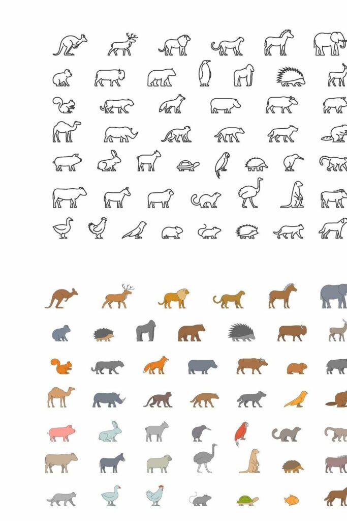 Big set of linear animals – MasterBundles