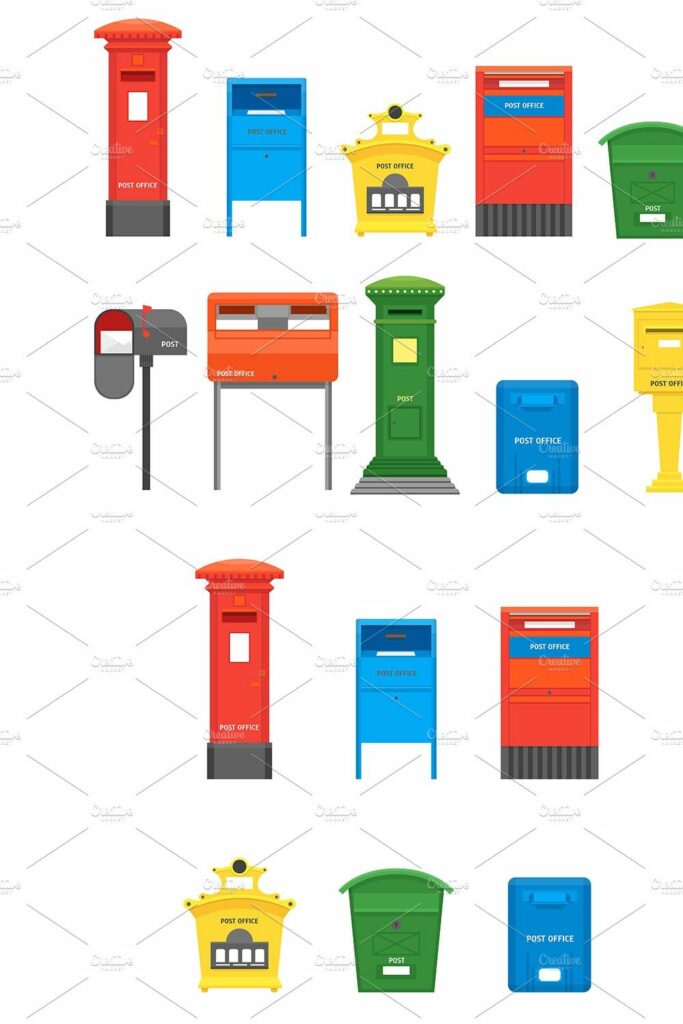Cartoon Color Mail Box Set. Vector – MasterBundles
