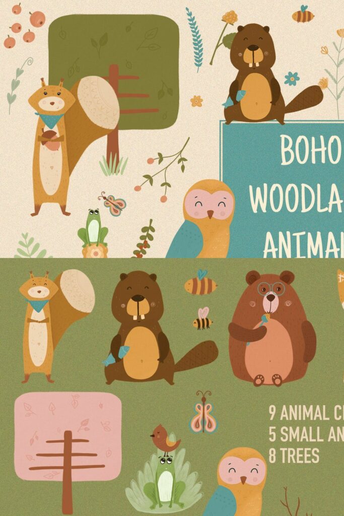 Cute Woodland Animals and Plants – MasterBundles