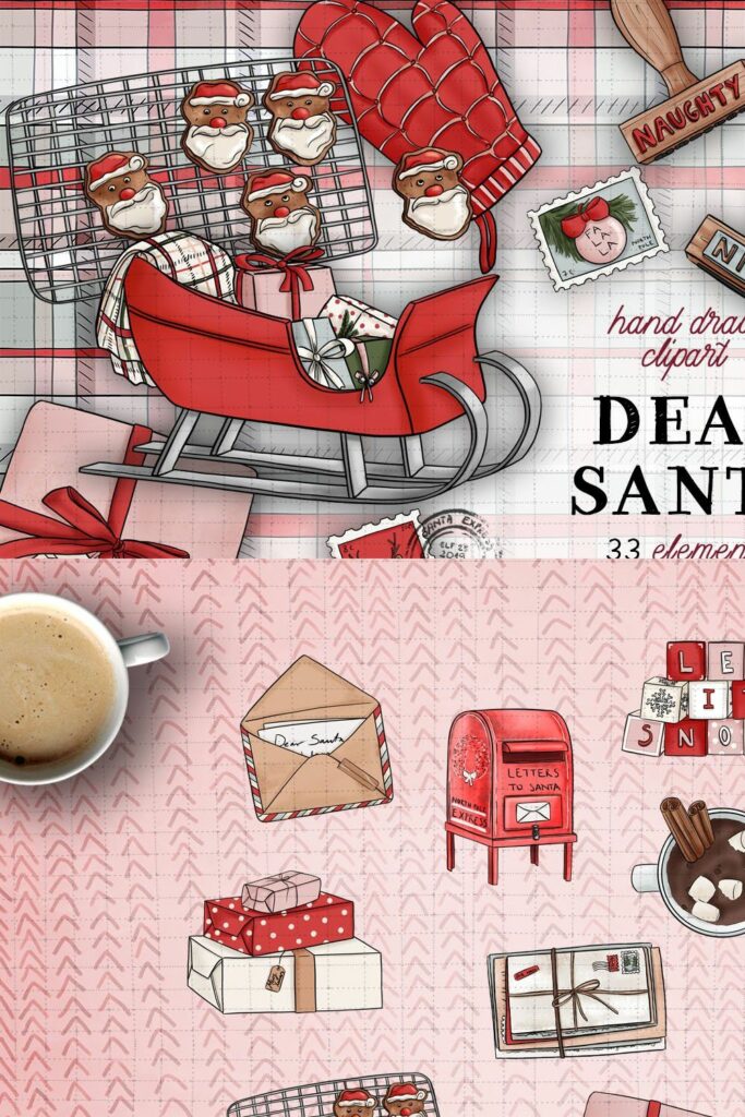 Dear Santa Christmas clipart kit – MasterBundles