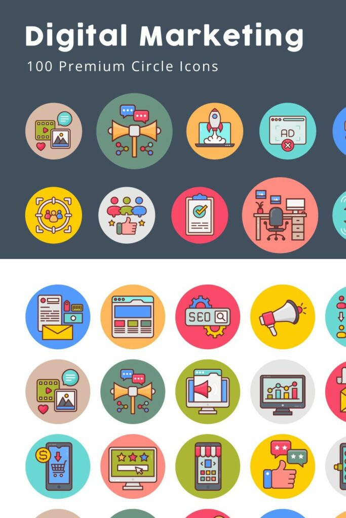 Digital Marketing Circle Icons – MasterBundles
