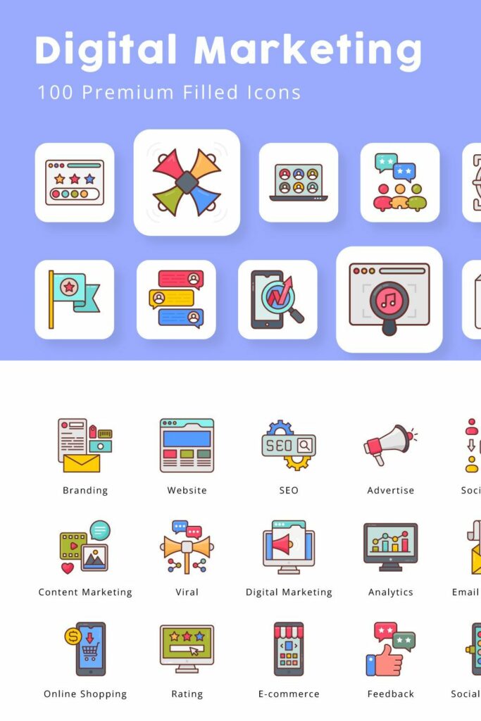 Digital Marketing Filled Icons – MasterBundles