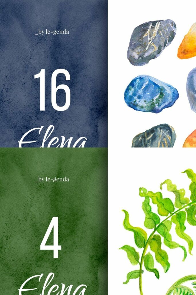 Elena. 26 Watercolor Elements Set – MasterBundles