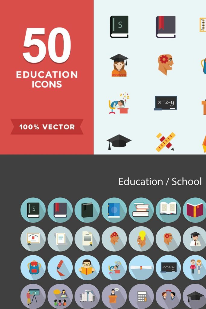 Flat Icons School-Education Set – MasterBundles