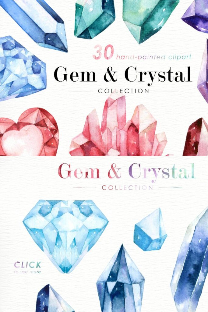 Gem & Crystal Watercolor Collection – MasterBundles