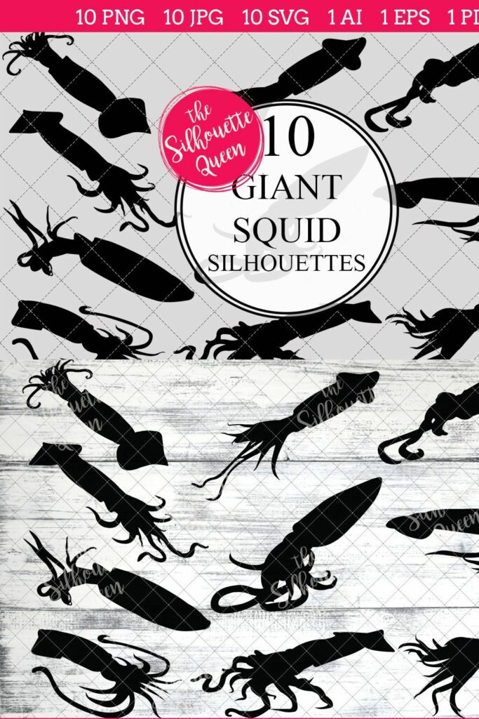 Giant Squid Silhouette Clipart – MasterBundles