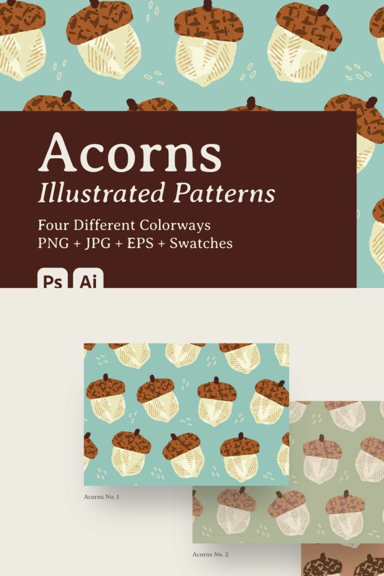 Illustrated Acorns Patterns – MasterBundles
