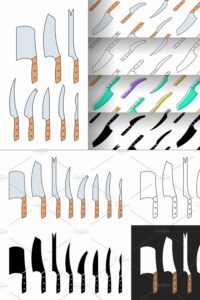 Kitchen knives Set + pattern – MasterBundles