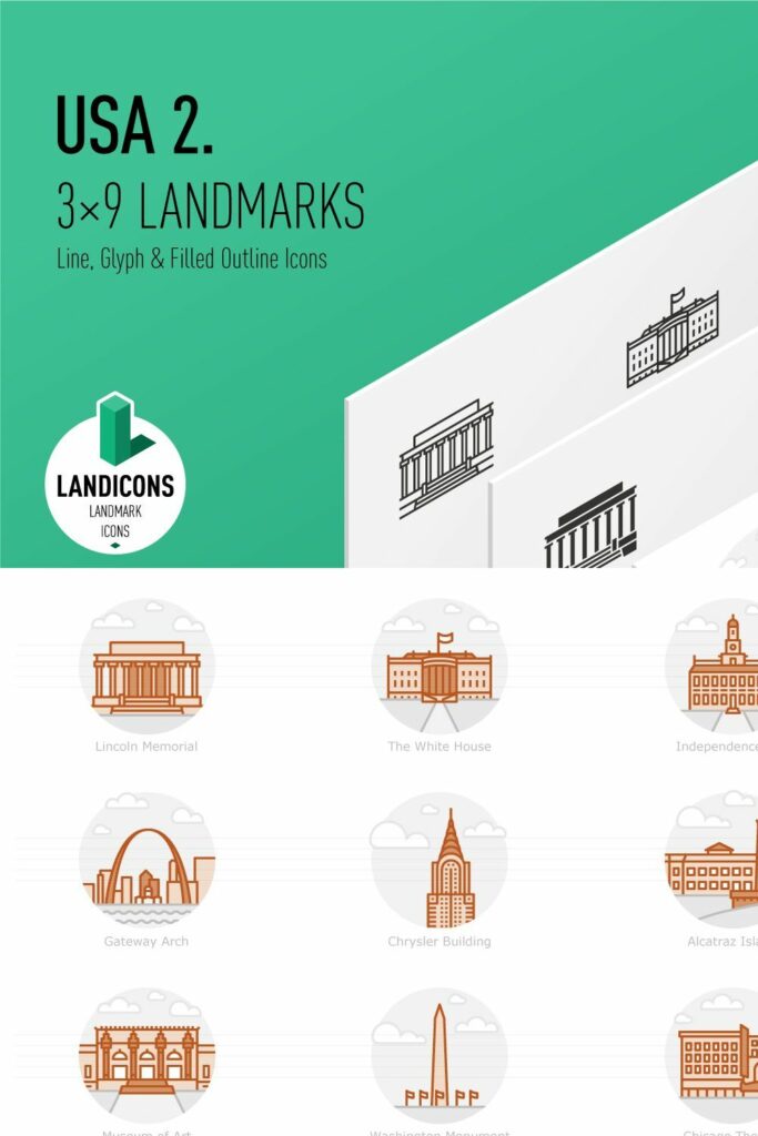 Landmarks of the USA 2 Icon Set – MasterBundles