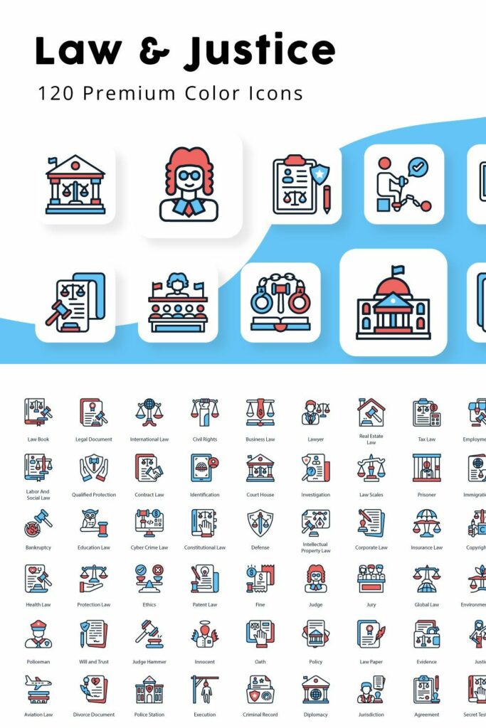 Law and Justice Color Icons – MasterBundles