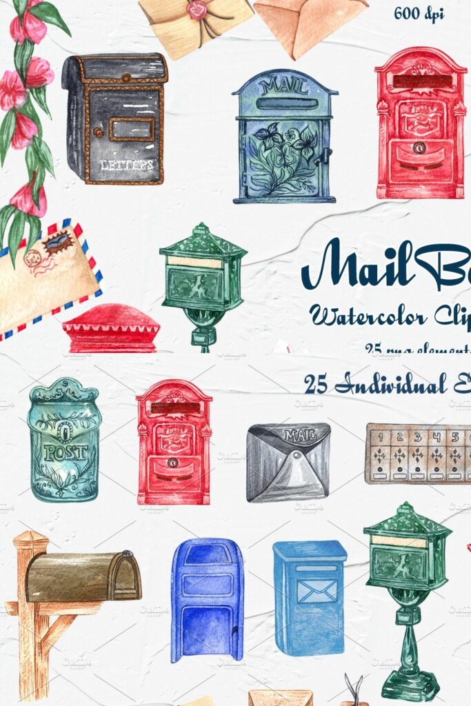 Mailbox Watercolor Clipart – MasterBundles