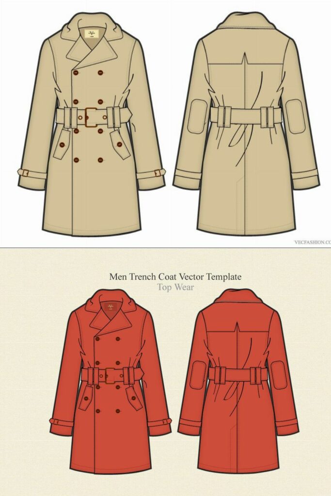 Men Trench Coat Vector Template – MasterBundles