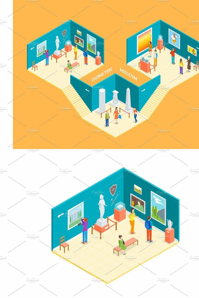 Museum Concept Isometric View. – MasterBundles