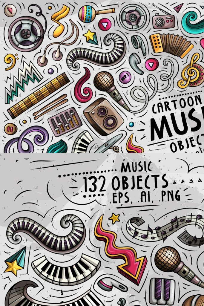 Music Cartoon Objects Set – MasterBundles