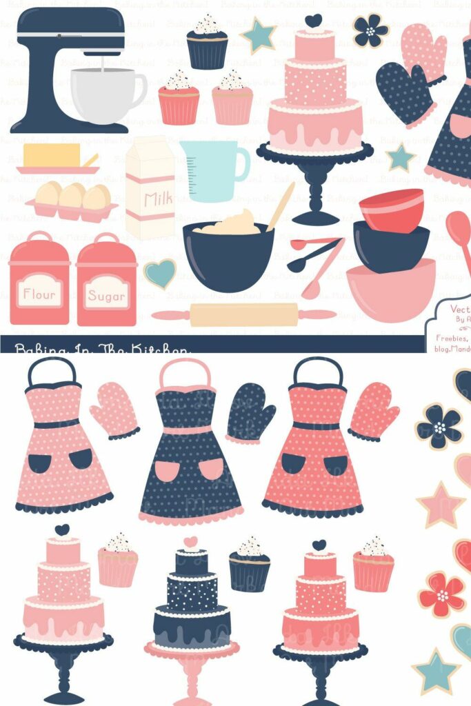Navy & Pink Baking Clipart – MasterBundles