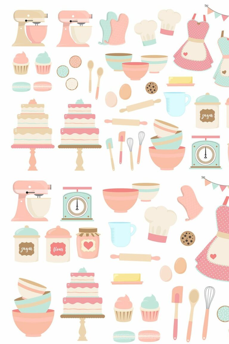 Pink and Blue Baking Clipart – MasterBundles