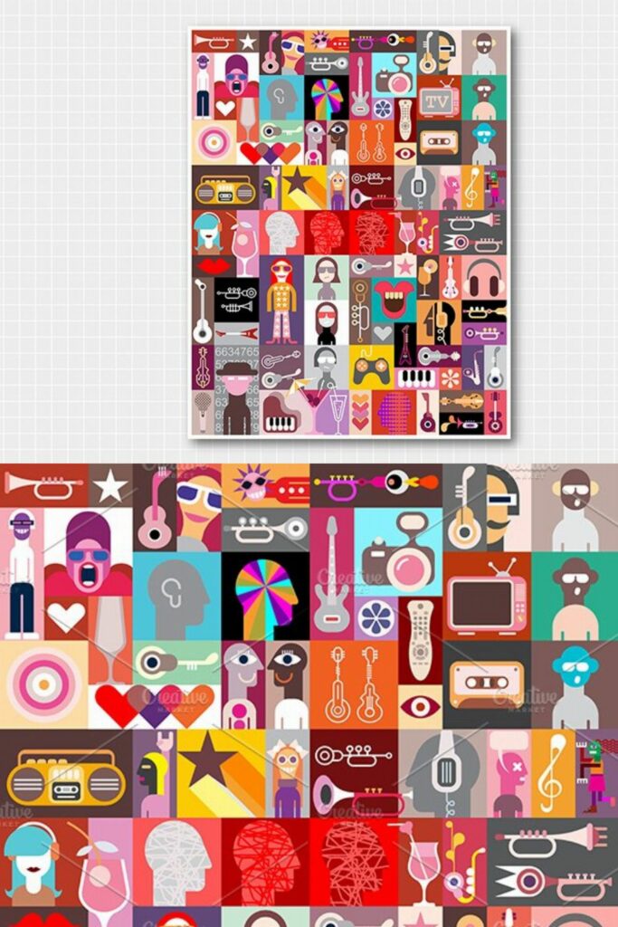Pop-art vector collage – MasterBundles