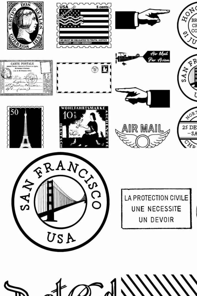 Postage Elements AI EPS PNG – MasterBundles