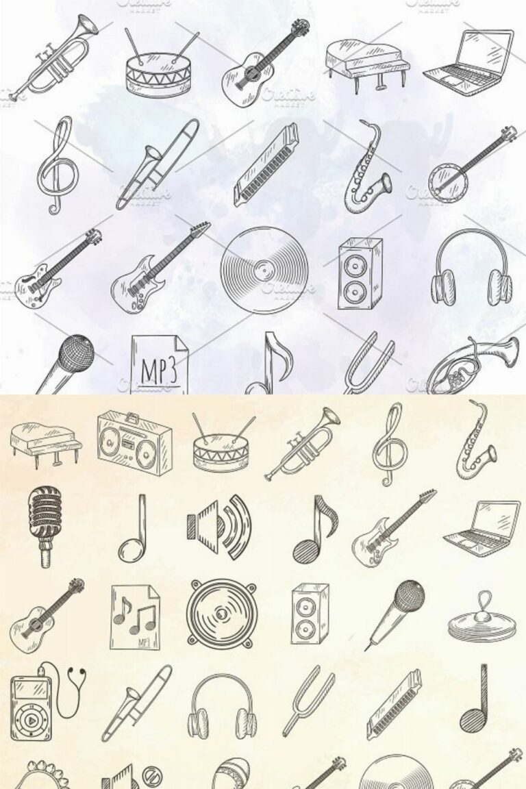 Set of hand drawn music icons. – MasterBundles