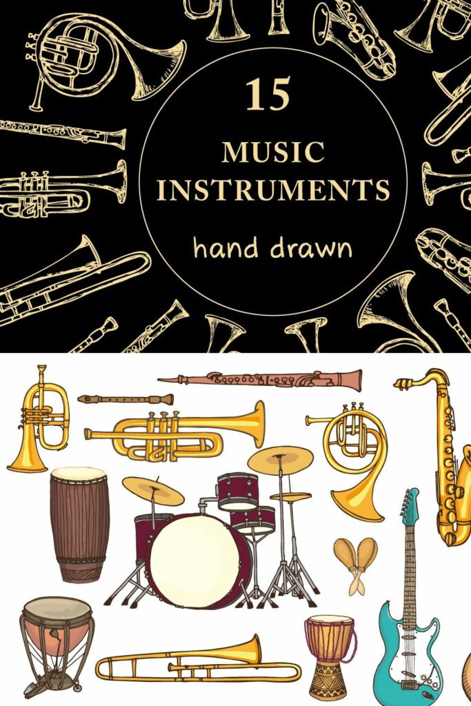 Set of hand drawn music instruments – MasterBundles