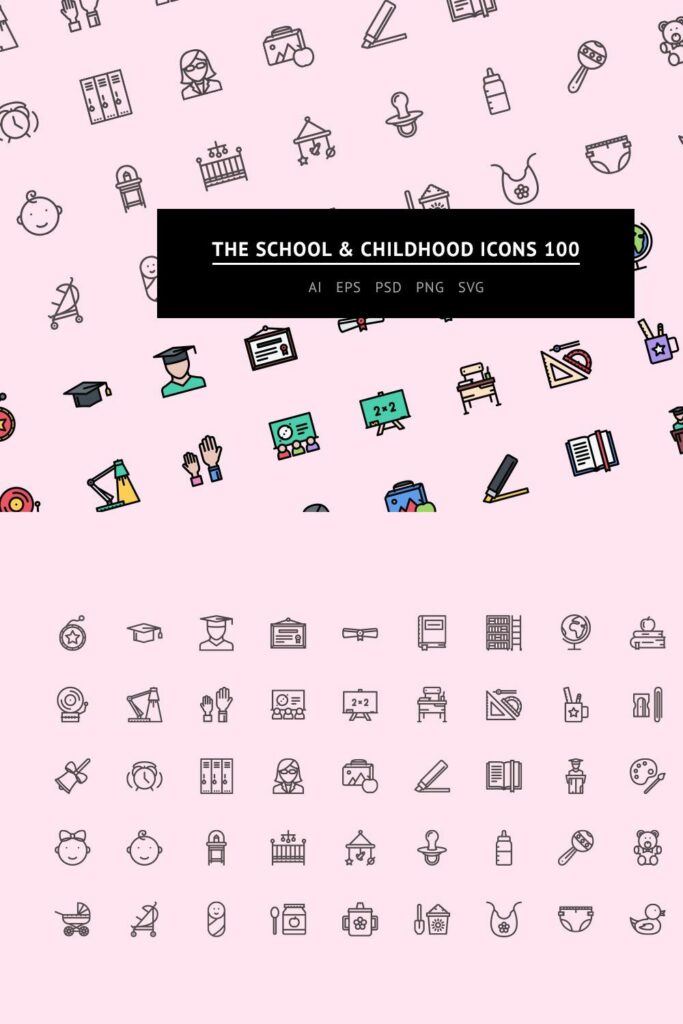 The School & Childhood Icons 100 – MasterBundles