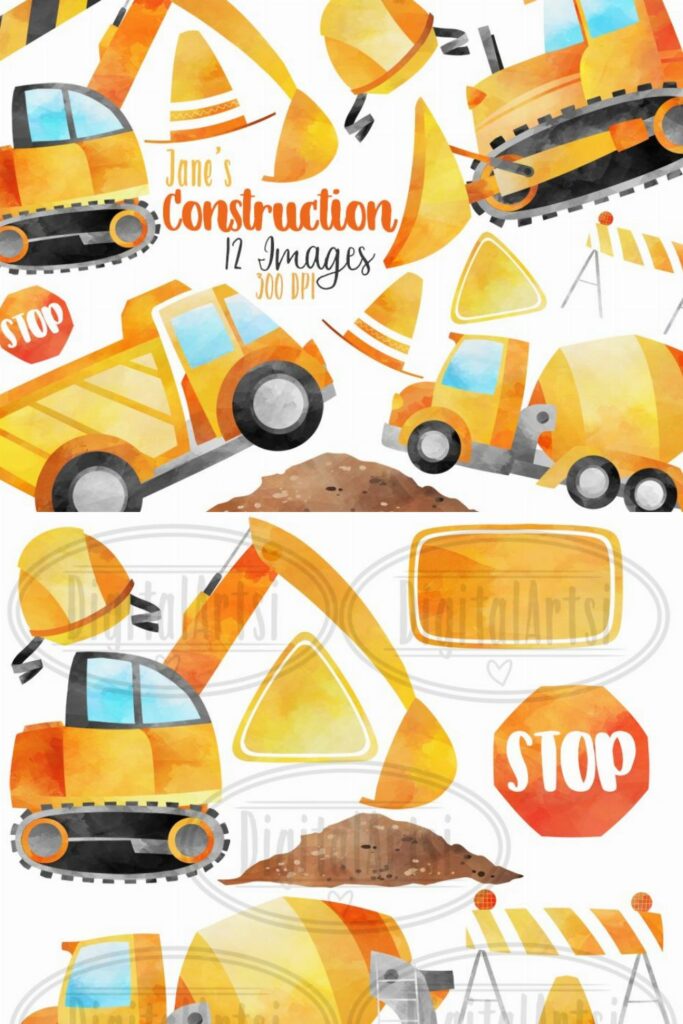 Watercolor Construction Clipart – MasterBundles