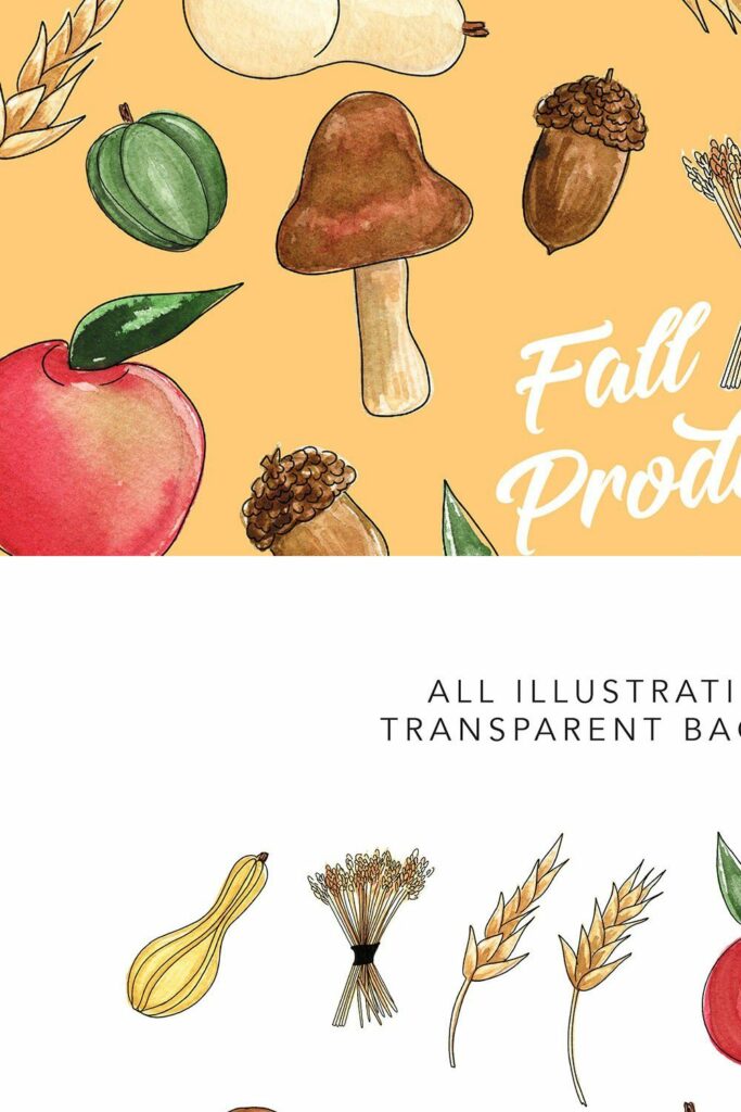 Watercolor Fall Produce – MasterBundles