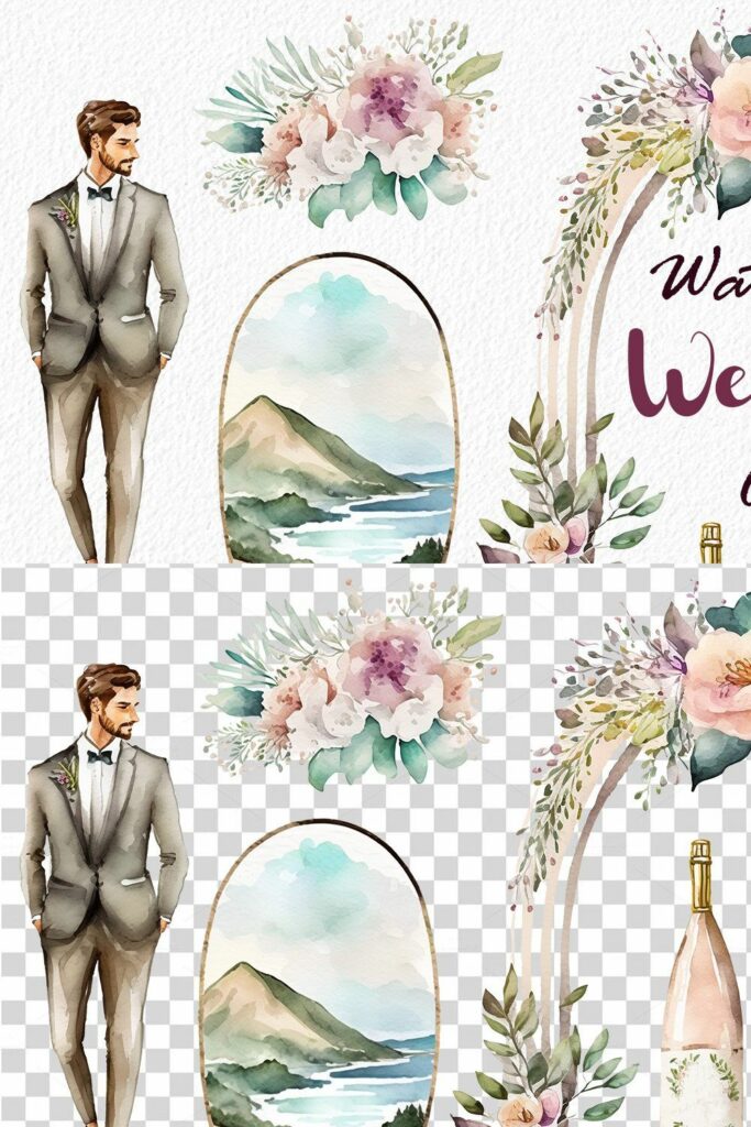 Watercolor Wedding Clipart – MasterBundles