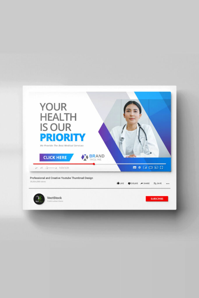 Medical Youtube thumbnail design template - MasterBundles