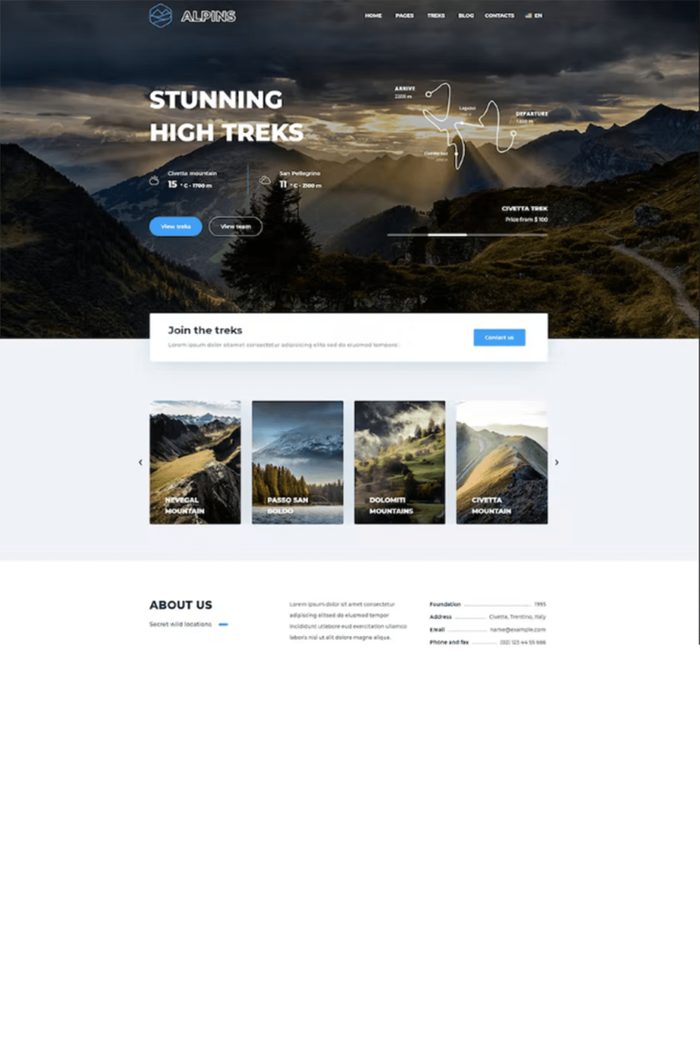 Free Mountain And Hiking Website Template - MasterBundles
