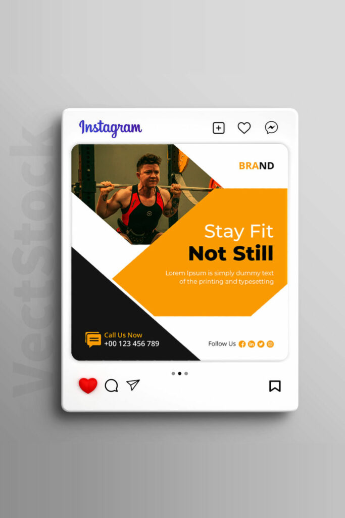 Gym fitness social media instagram post template design - MasterBundles