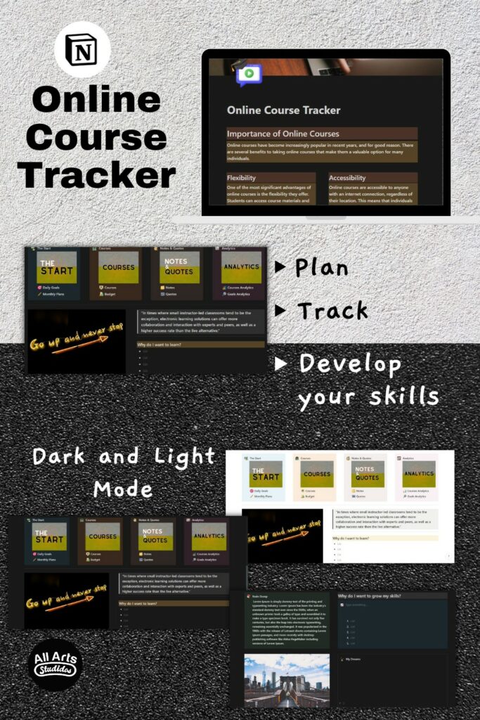 Notion Template Online Course Tracker - MasterBundles