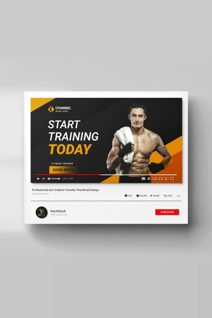 Fitness training Youtube thumbnail design template - MasterBundles