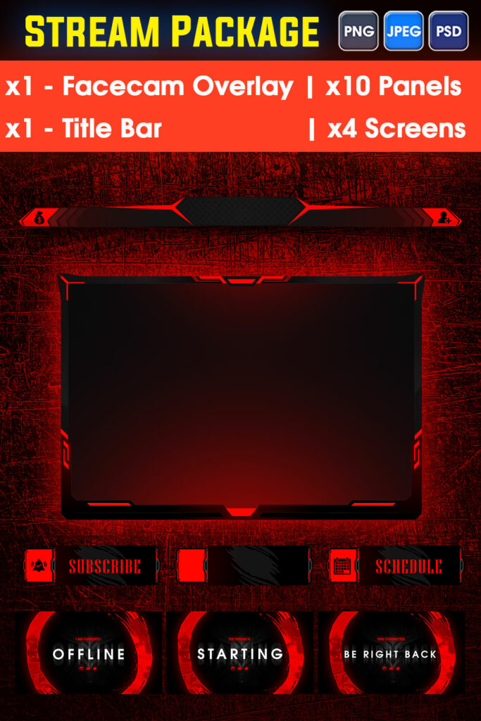 Modern red and black Twitch gaming camera frame , Panels, Screens ...