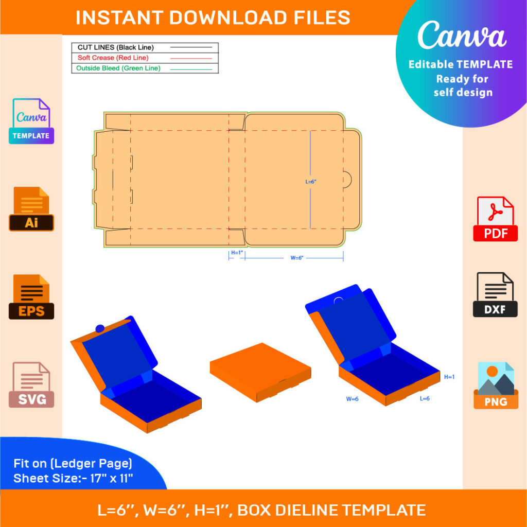 Pizza Box, Gift box, Storage Box, Dieline Template - MasterBundles