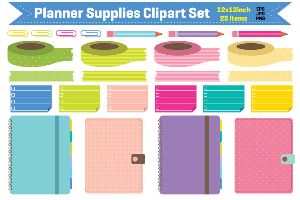 Planner Supplies Clipart Set - MasterBundles