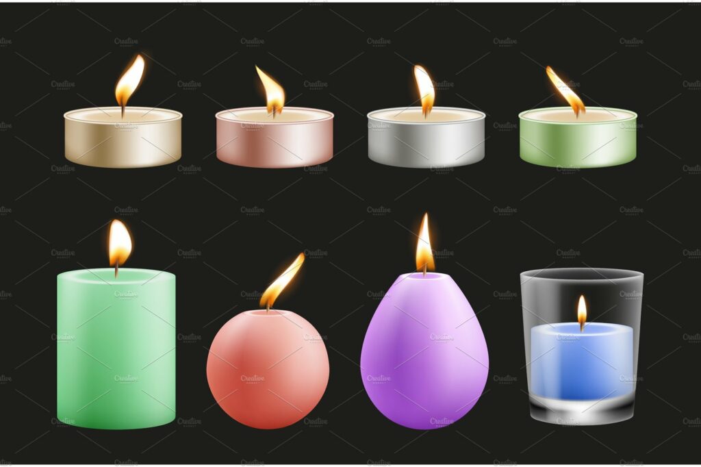 Realistic candles. Colorful wax – MasterBundles
