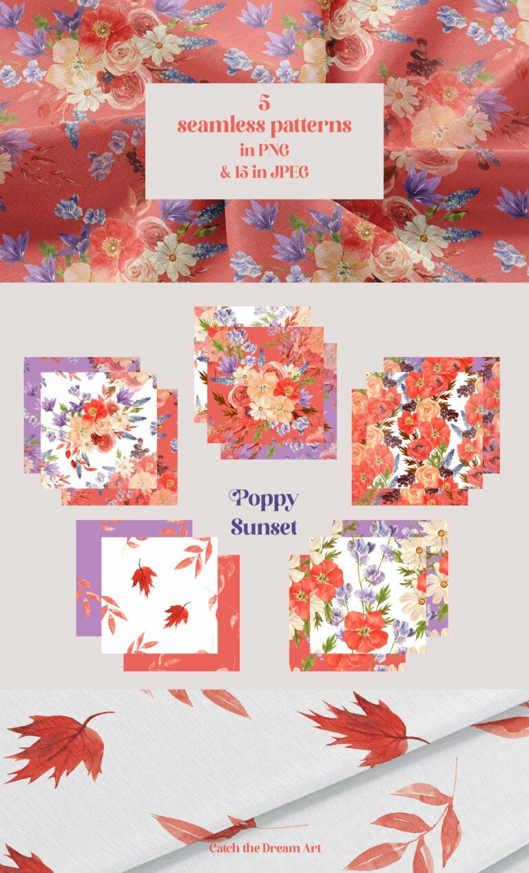 Poppy Sunset Wildflowers Watercolor – MasterBundles
