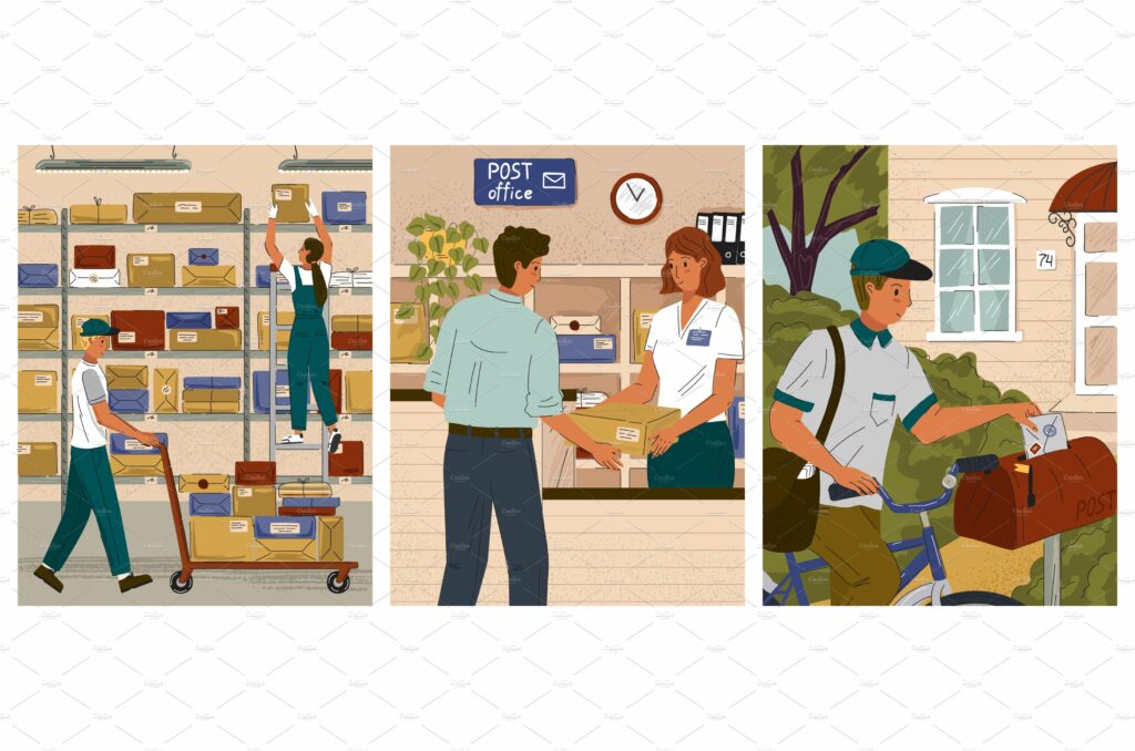 Post office concept vector posters – MasterBundles