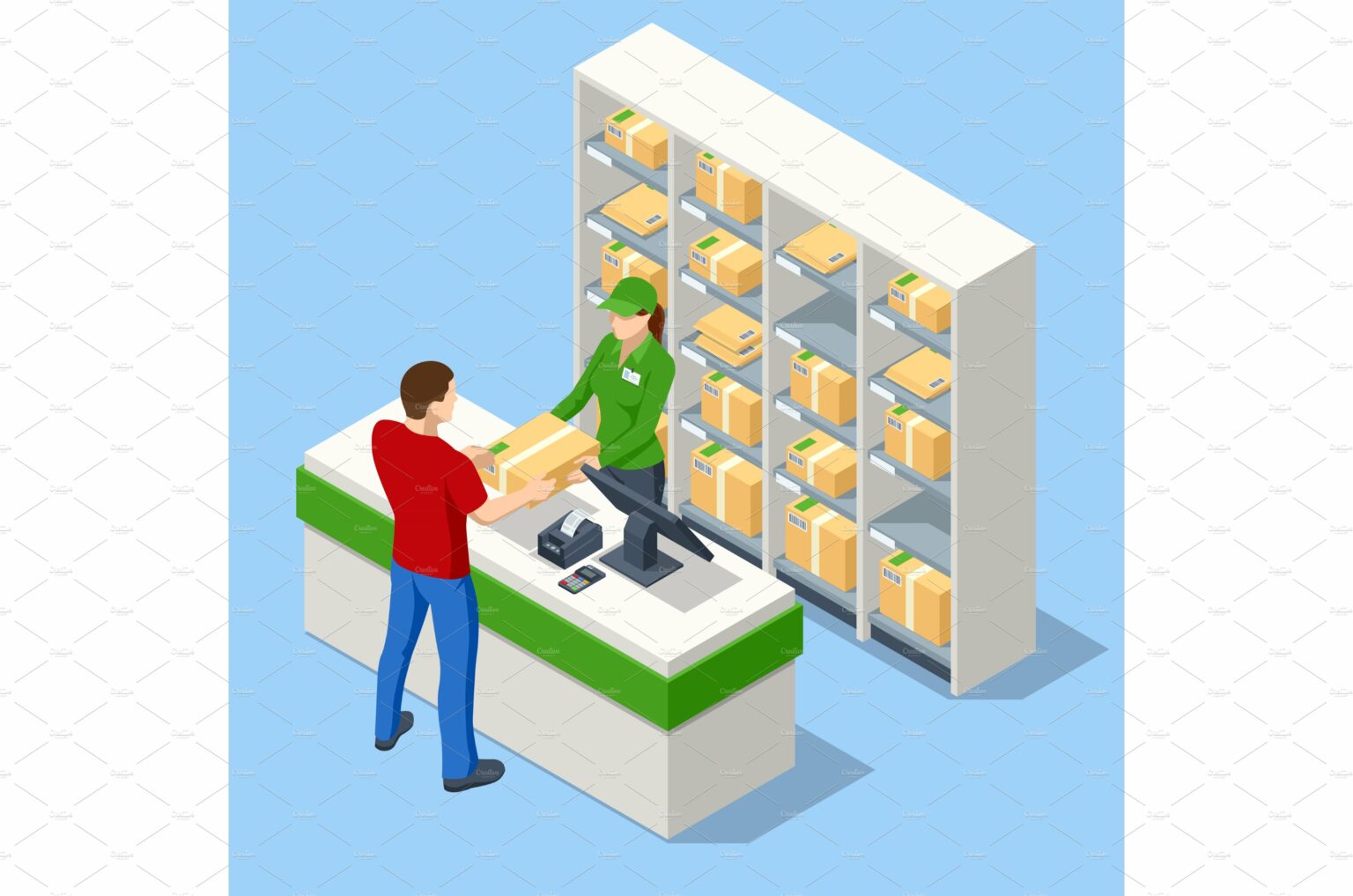 Isometric concept Post Office – MasterBundles