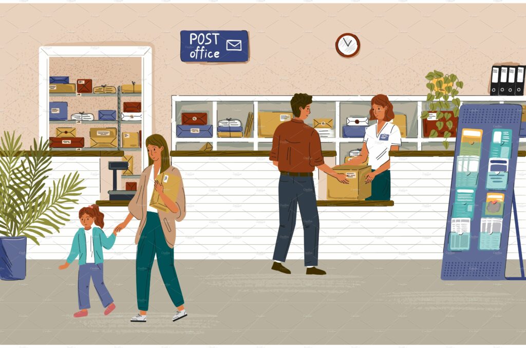 Post office interior concept vector – MasterBundles