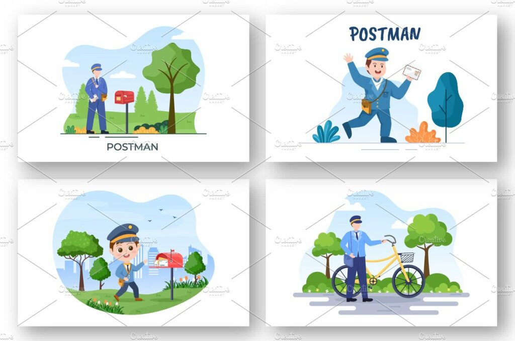 10 Postman Cartoon Illustration – MasterBundles