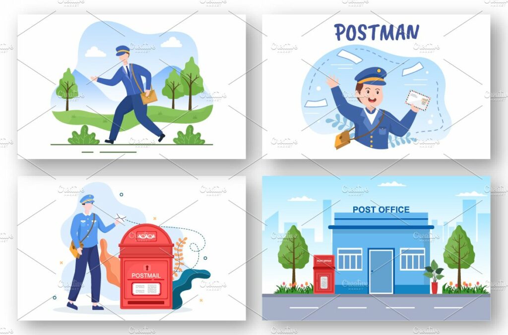 10 Postman Cartoon Illustration – MasterBundles