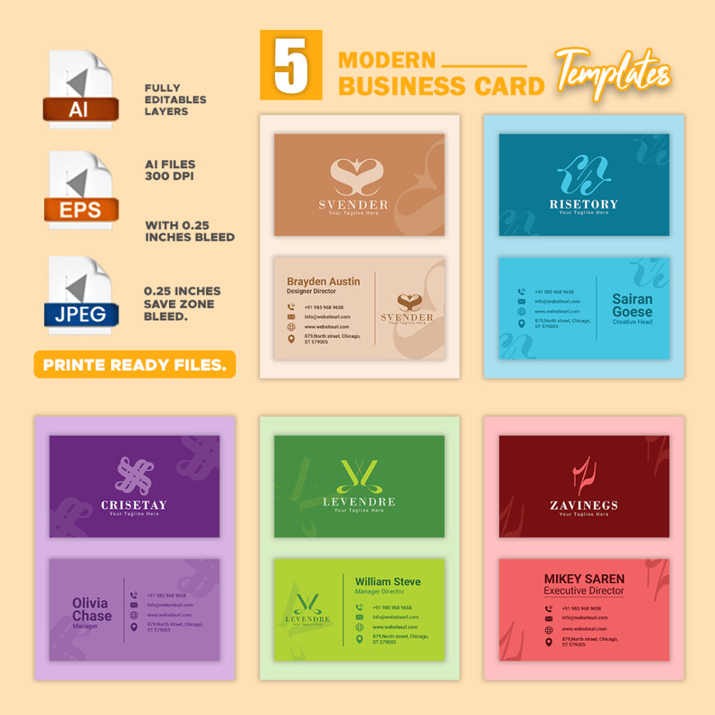 05 Creative/Modern Business Card Templates Bundle – Just $20 ...
