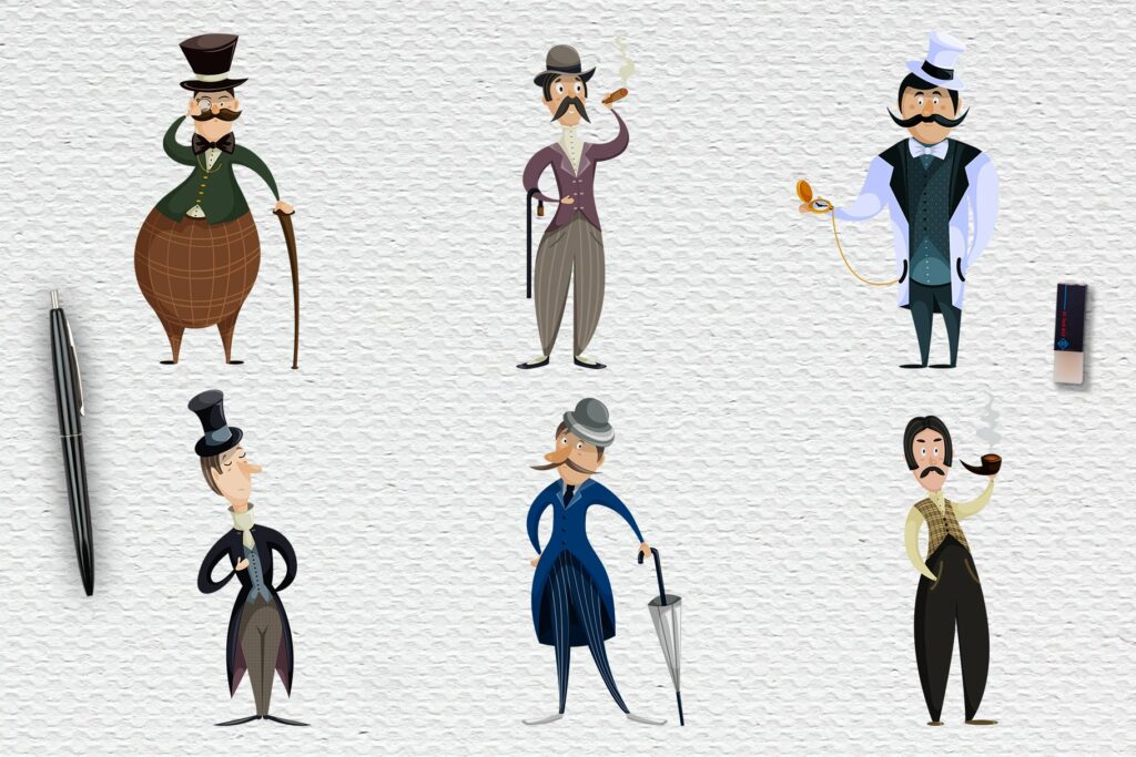 Gentlemen's club.Cartoon characters – MasterBundles