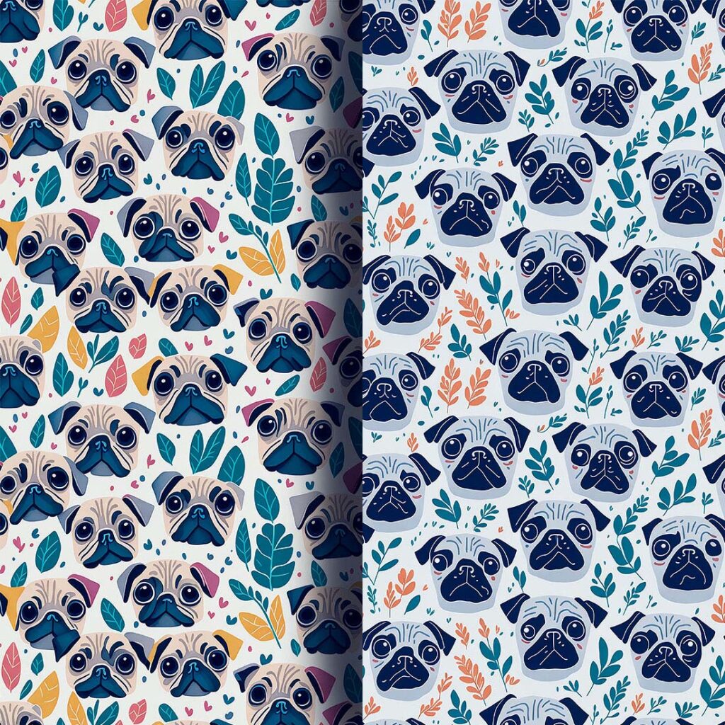 Adorable pug Pattern Set - MasterBundles