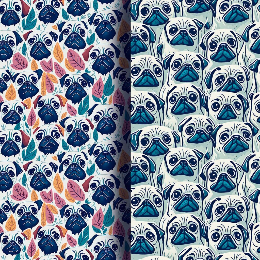 Adorable pug Pattern Set - MasterBundles