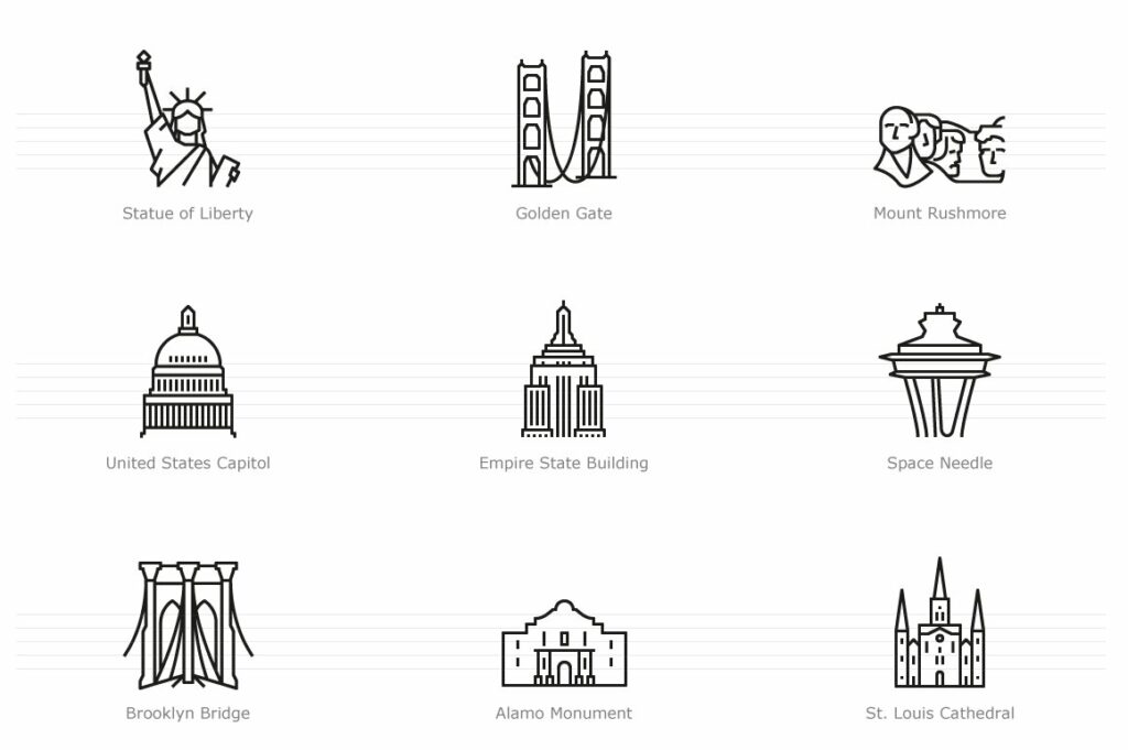 Landmarks of the USA Icon Set – MasterBundles