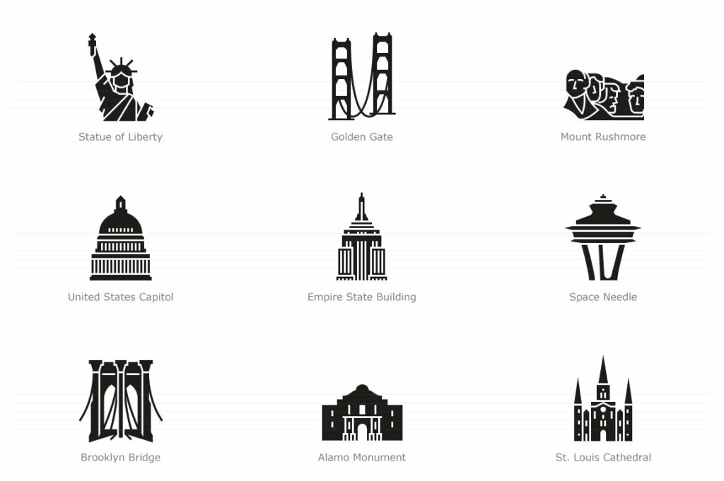 Landmarks of the USA Icon Set – MasterBundles